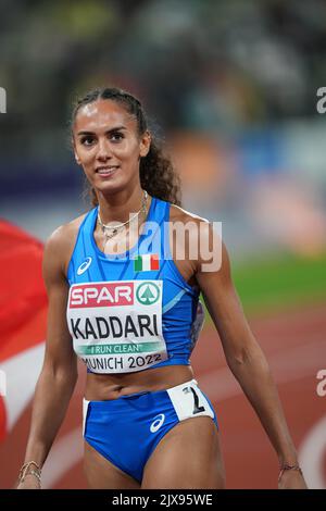 Dalia Kaddari running the 200 hurdles at the European Athletics ...
