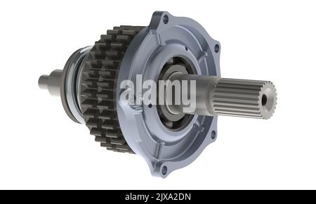 Car alternator gear shaft 3D illustration isolated on white background ...