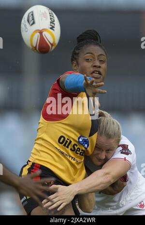 Amelia Kuk of Papua New Guinea in action during the Women's Rugby ...