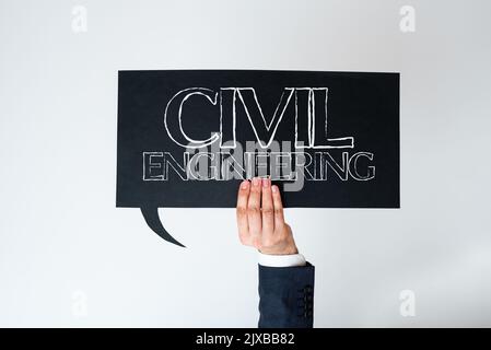 Hand writing sign Civil EngineeringPlanning Design Building of roads ...