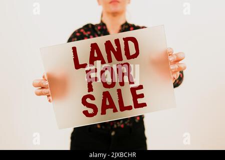 Text caption presenting Land For Sale. Business concept Real Estate Lot ...