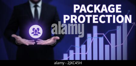 Text sign showing Package ProtectionWrapping and Securing items to ...