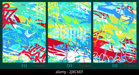 Abstract Urban Graffiti Style A4 Poster Vector Illustration Background ...