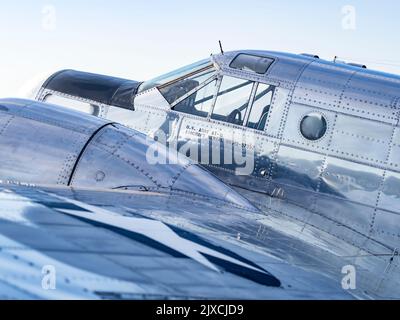 C-45G classic aeroplane rivets and polished shiny airframe surfaces as ...