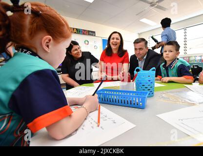 Linus Power (centre), State Member for Logan and Queensland Premier ...
