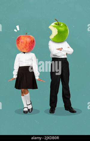 Vertical poster collage of small girl in flower isolated on drawing ...