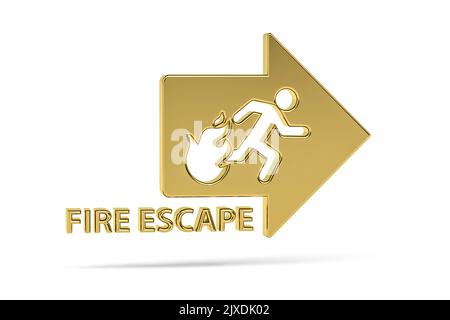 Golden 3d fire escape icon isolated on white background - 3d render ...