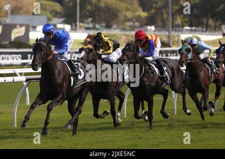 Jockey Glyn Schofield rides Kementari to win race 7, Randwick Guineas ...