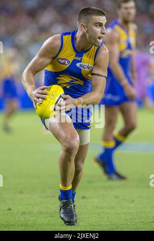 Elliot Yeo of the Eagles during the AFL Round 23 between the Brisbane ...