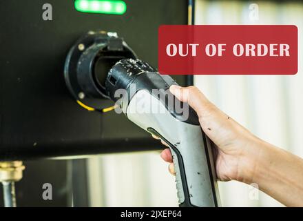 Broken EV Charging Station Stock Photo - Alamy