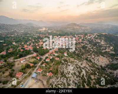 Aerial photo of town of Ormana Ibradi Antalya Turkey in autumn sunny ...