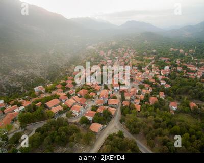 Aerial photo of town of Ormana Ibradi Antalya Turkey in autumn sunny ...