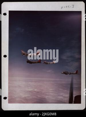 Formation Of Boeing B-17S Of The 8Th Air Force In Flight Over England ...