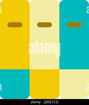 Bookshelf with books solid flat color icons in square frames on white ...