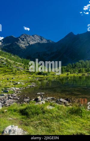 Beautiful view of Lake Arpy and Mont Blanc, Italy Stock Photo - Alamy