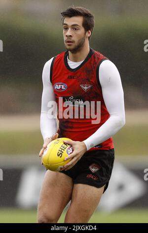 Kyle Langford is seen during an Essendon Bombers training session at ...
