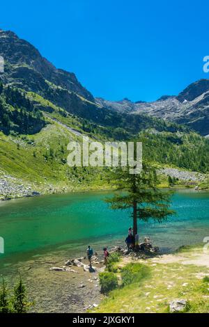 Morgex, Italy, 10 July 2022: The beautiful crystal clear water of the ...