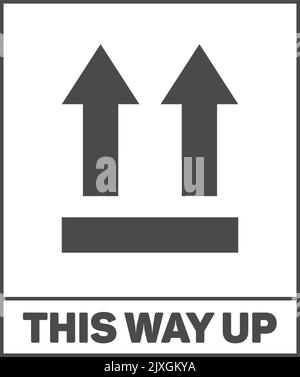This way up package sticker icon vector. Upward packaging logo sign for ...