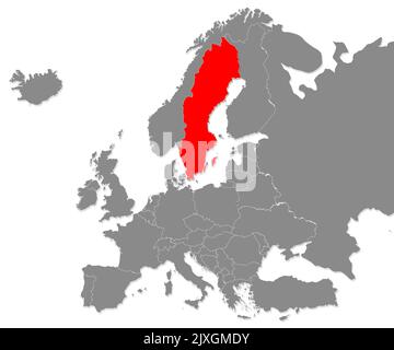 Sweden outline map. Swedish red border. Country name. illustration ...