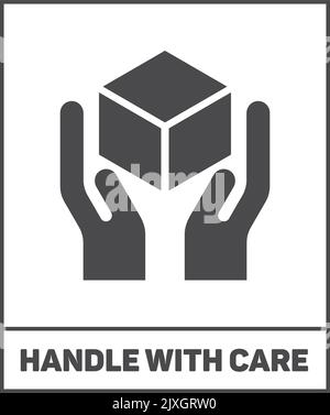 handle with care product label warning isometric icon vector. handle ...
