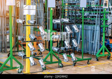 Metal steel industrial hangers, which are used for hanging parts of ...