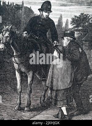 Illustration of a mounted policeman police officer bust looking to the ...