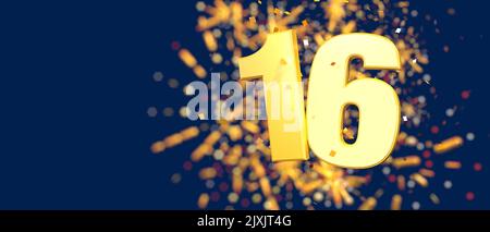 3d number 16 gold Stock Photo - Alamy