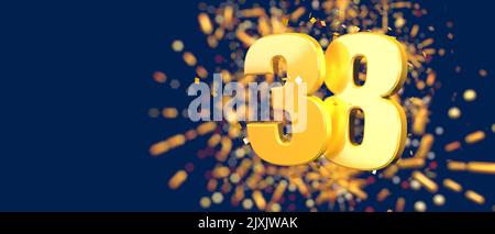 38 gold number 3d illustration render Stock Photo - Alamy