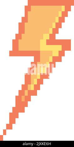 Pixel 8 bit lightning bolt retro icon. 8 bit old game zap thunder Stock ...