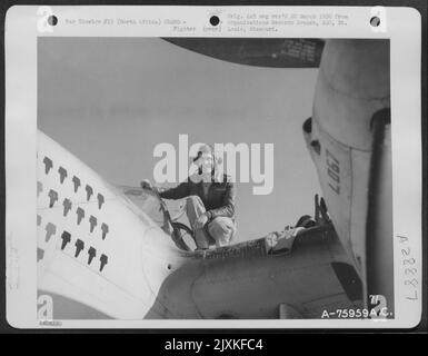 A pilot of the 90th Photographic Reconnaissance Wing, poses in the ...