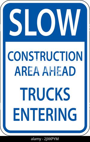 Slow Construction Area Ahead Sign On White Background Stock Vector ...