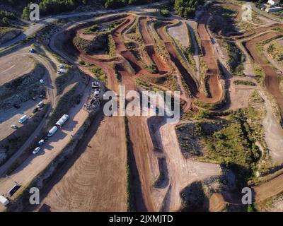 An aerial view of an empty motocross circuit Stock Photo - Alamy