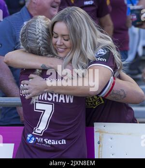 Ali Brigginshaw of the Broncos celebrates with the NRL Women's ...