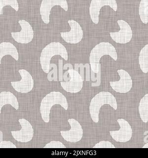 French grey doodle motif linen seamless pattern. Tonal country cottage ...