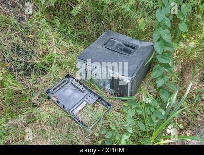Abandoned old desktop PC / standalone computer dumped in a rural ...