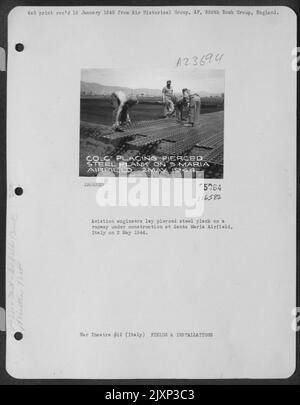 Aviation Engineers Lay Pierced Steel Plank On A Runway Under ...