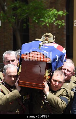 The casket of Major General Gordon Maitland (Retired) is carried from ...