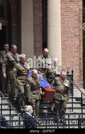 The casket of Major General Gordon Maitland (Retired) is carried from ...