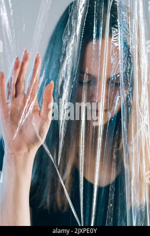 Female loneliness. Self isolation. Safety protection. Sensual pensive ...