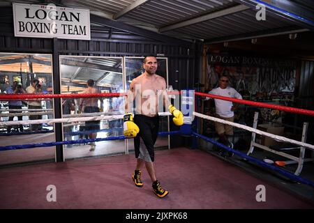 Australian boxer Anthony Mundine is seen during a training session with ...