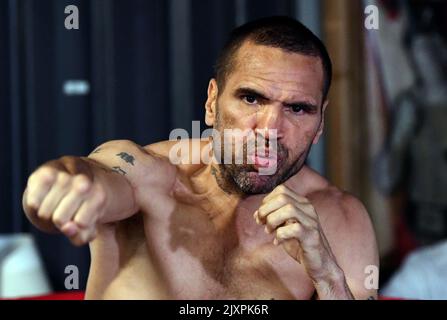 Australian boxer Anthony Mundine is seen during a training session with ...