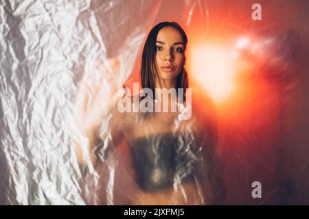 art portrait plastic pollution woman polyethylene Stock Photo - Alamy