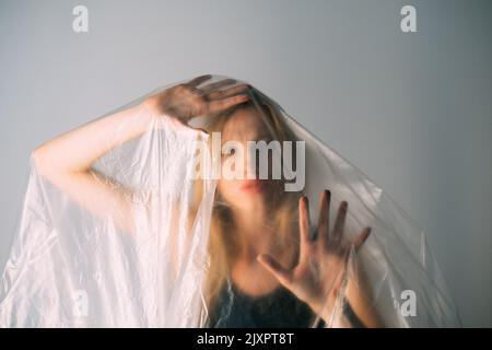 Female discrimination. Defocused portrait. Social pressure. Vulnerable ...