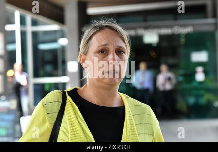 Linda Mason, the sister of victim Annette Mason, is seen arriving at ...