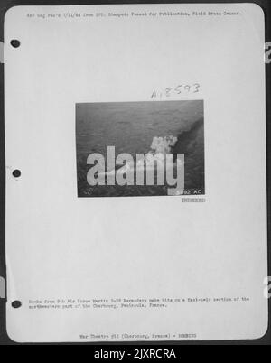 Bombs From Martin B-26 Marauders Of The 12Th Air Force Fall On ...