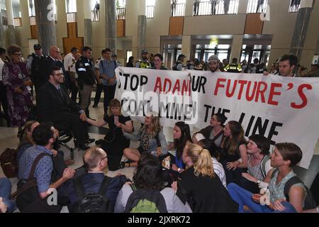Australian Greens Senator Jordan Steele-John (left) is seen with ...