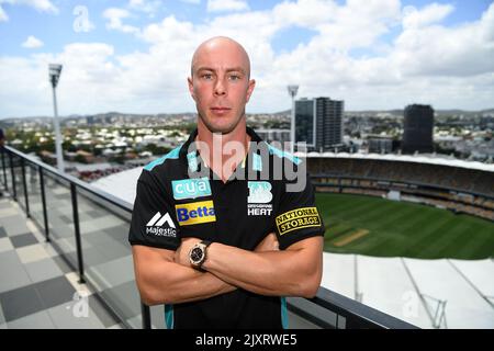 Brisbane Heat T20 batsman Chris Lynn poses for a photograph overlooking ...