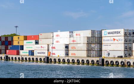 A picture of multiple colorful shipping containers in the Port of ...