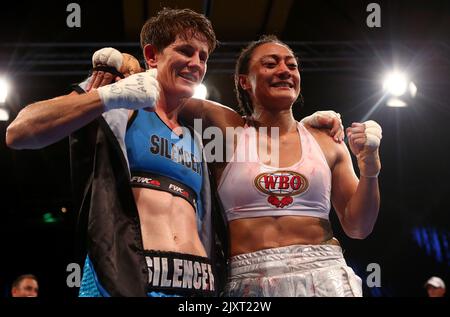 Boxers Baby Nansen and Deanha Hobbs in action during the All Or Nothing ...