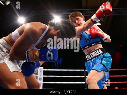 Boxers Baby Nansen and Deanha Hobbs in action during the All Or Nothing ...